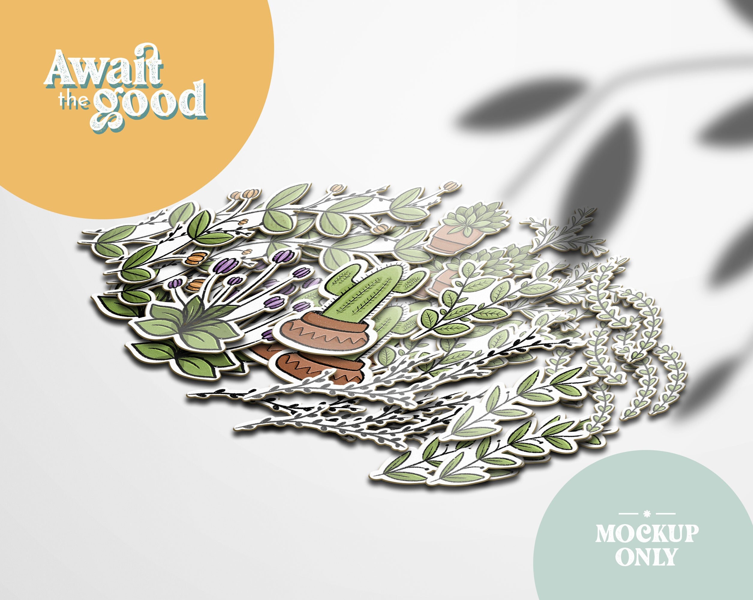 A4 Digital Sticker Sheet Print Your Own // Plant and Leaf Doodles ...