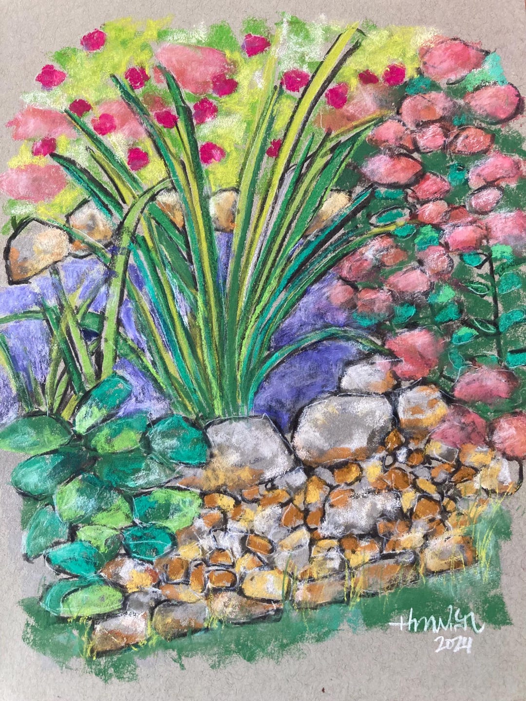 Scene From the Pond | 9x12” Pastel Drawing on Paper - Etsy