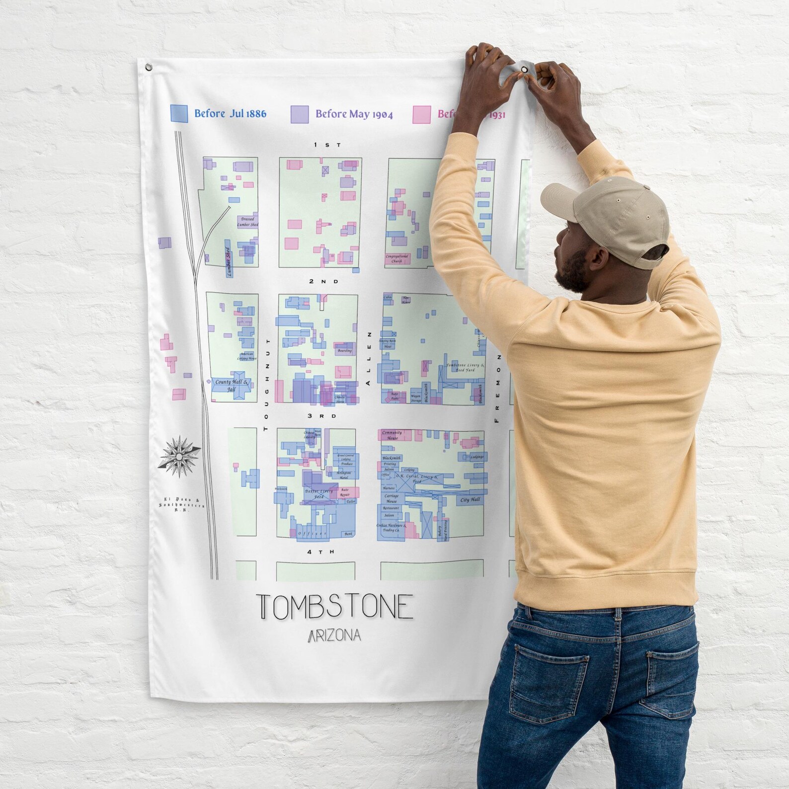 Historic Tombstone Arizona Growth Map | Handmade Collage of 1800s–1900s ...