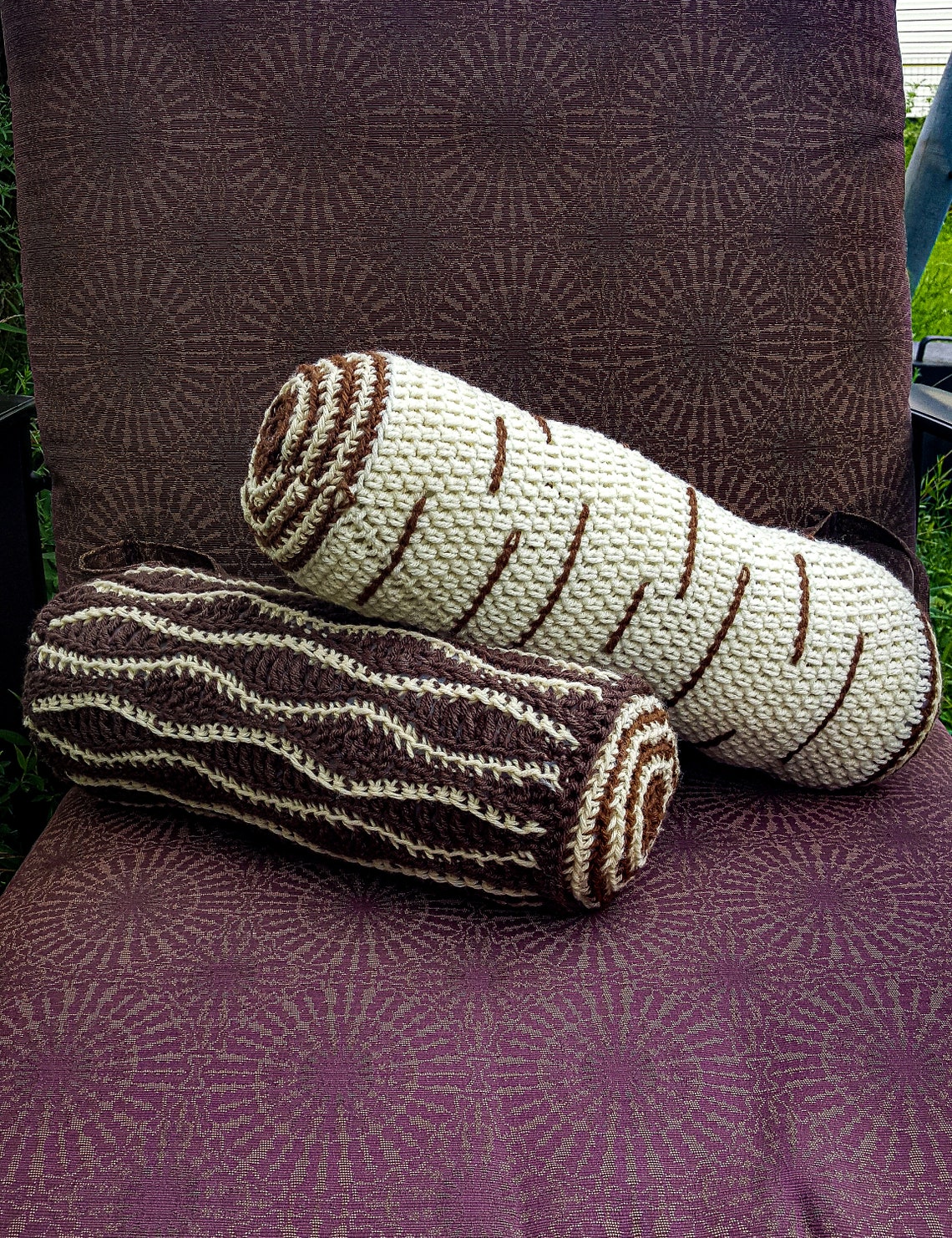 Crochet Timber Bolster Pillow • Rustic Log Cabin Decor - Etsy