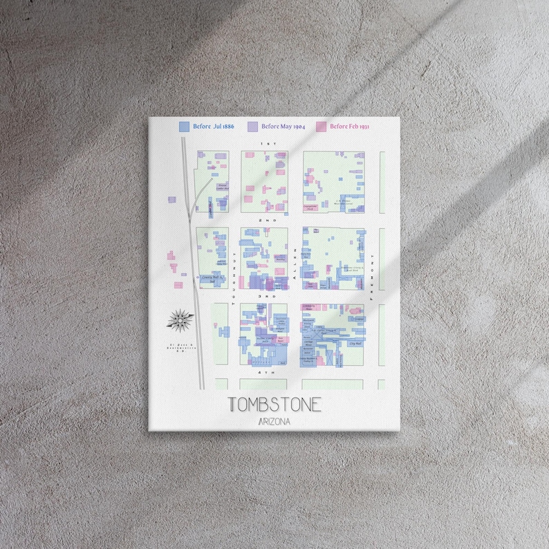 Historic Tombstone Arizona Growth Map | Handmade Collage of 1800s–1900s ...