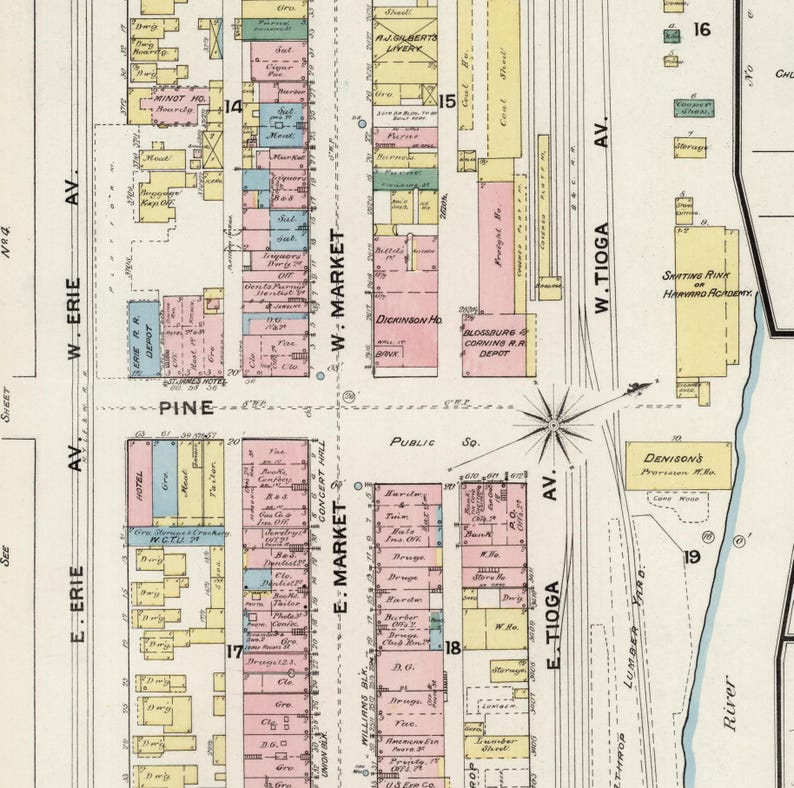 Historic 1888 Corning, New York Map Print – Gaffer District - Etsy