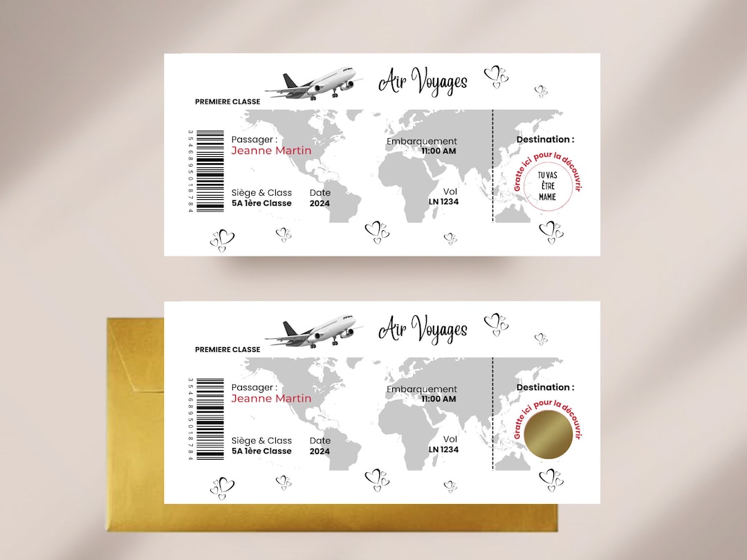 Carte Annonce Grossesse / Billet d'Avion / Carte à Gratter ...