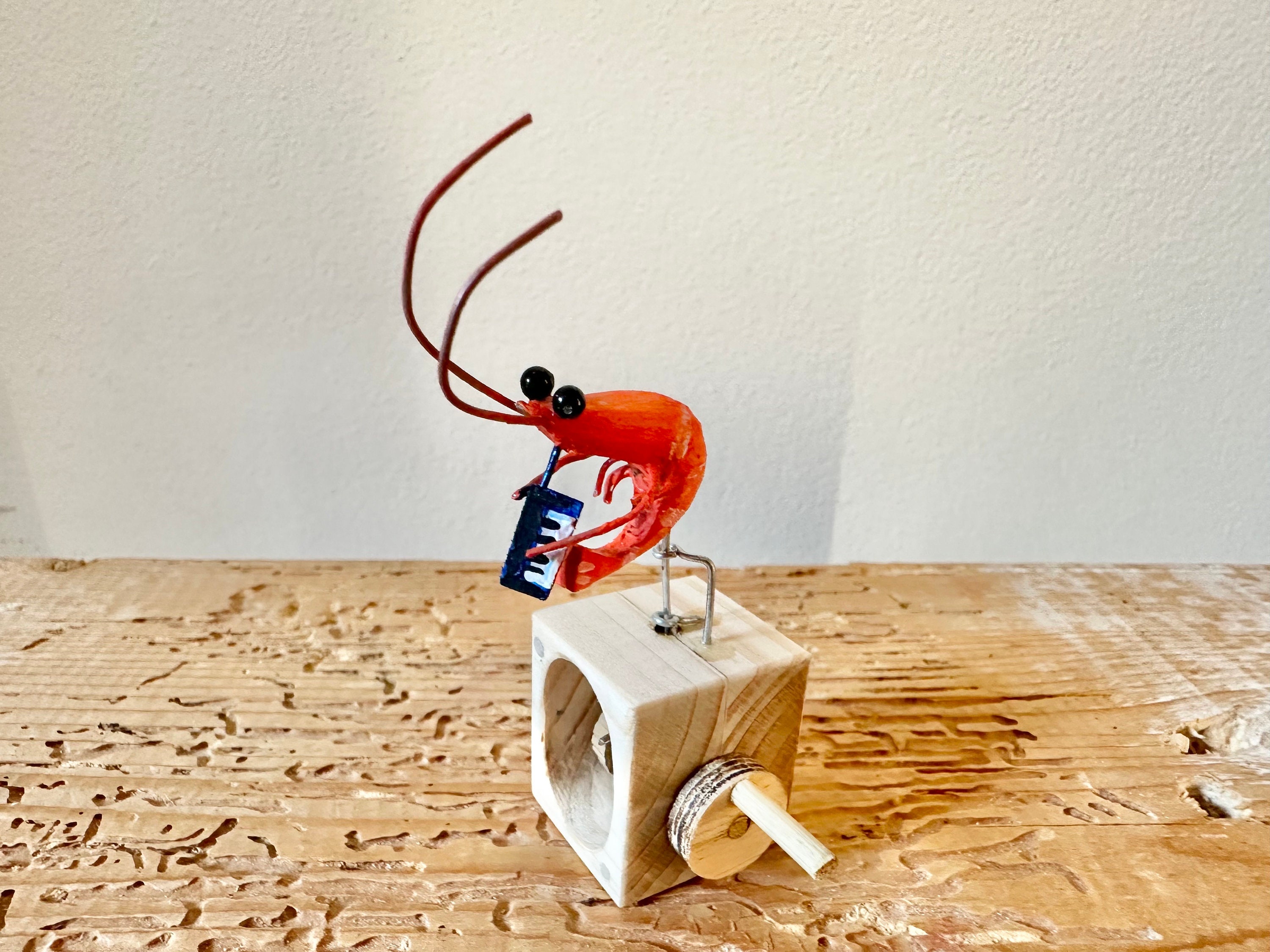 Shrimp Playing a Melodica, Wooden Automaton - Etsy