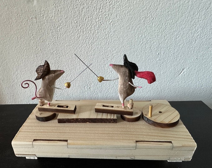 Swordsman Mice, Wooden Automaton - Etsy
