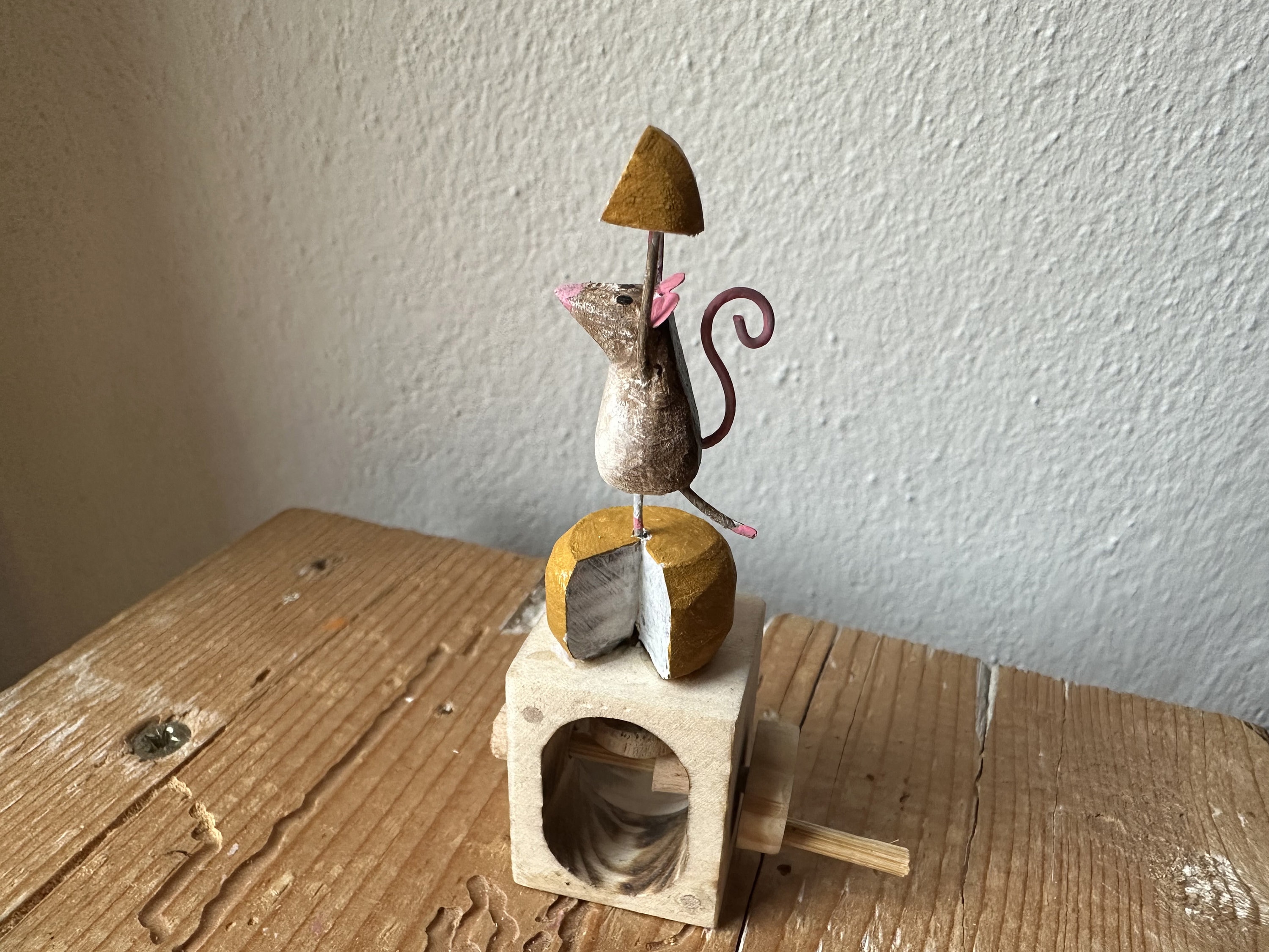 Mouse Dancing With Cheese, Mini Version, Wooden Automaton - Etsy