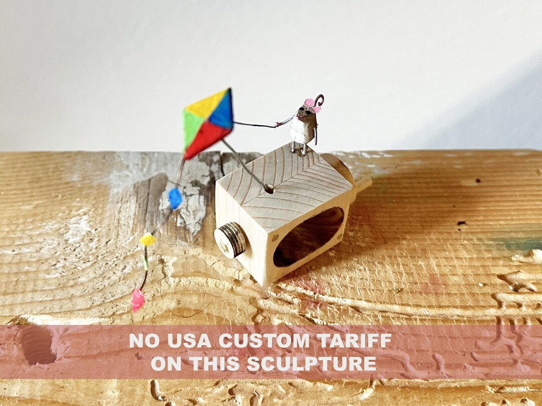 Mouse With Kite, Tiny Wooden Automaton - Etsy