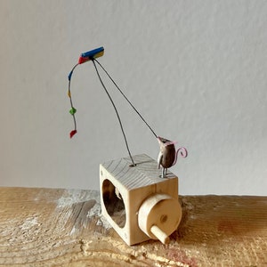 Mouse With Kite, Tiny Wooden Automaton - Etsy