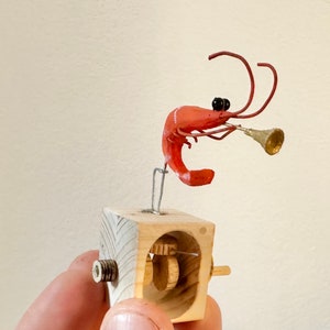 Shrimp Playing the Trumpet, Wooden Automaton - Etsy