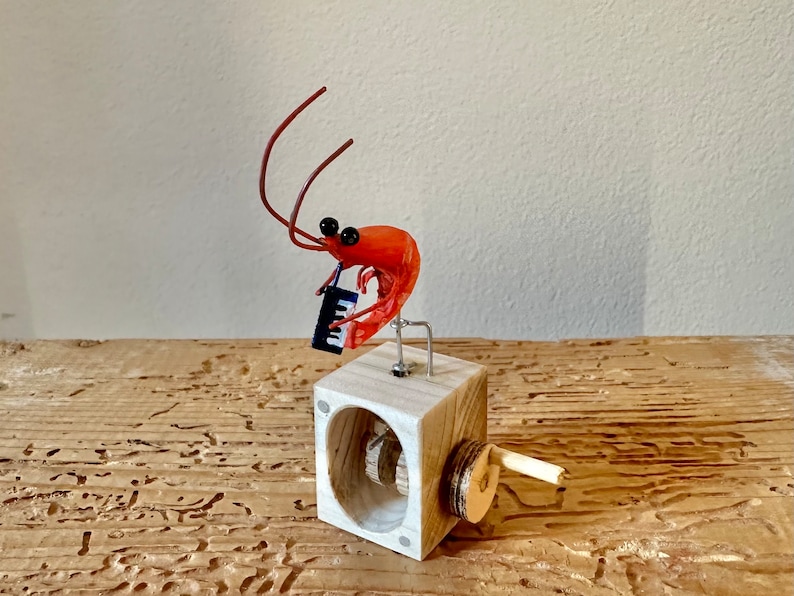 Shrimp Playing a Melodica, Wooden Automaton - Etsy