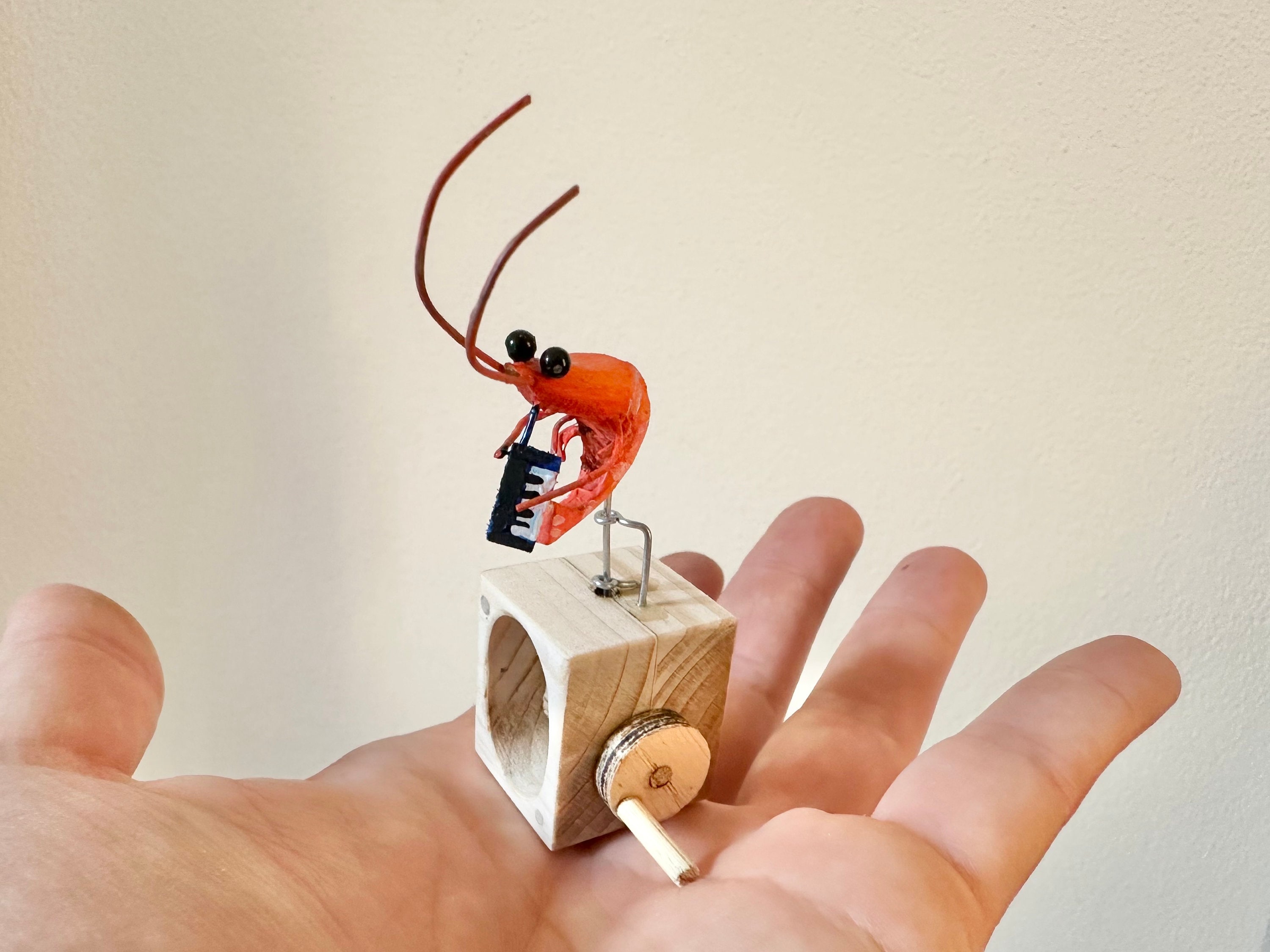 Shrimp Playing a Melodica, Wooden Automaton - Etsy