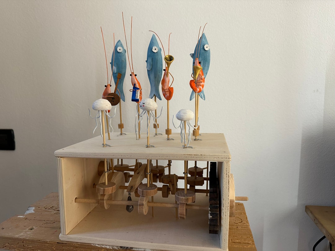 Fish and Shrimp Choreography, Wooden Automaton - Etsy