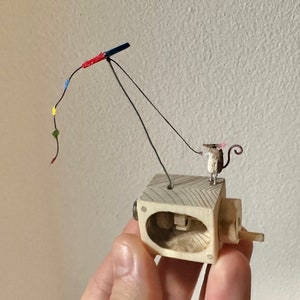 Mouse With Kite, Tiny Wooden Automaton - Etsy