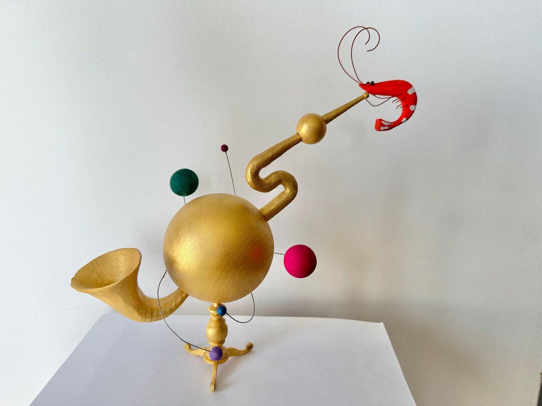 Shrimp Playing Planetary Horn Wooden Sculpture - Etsy