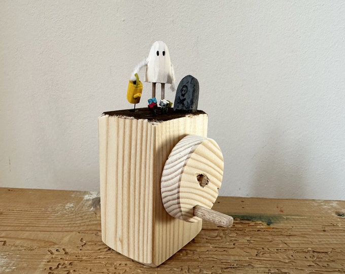 The Ghost of the Cemetery Halloween Wooden Automaton - Etsy