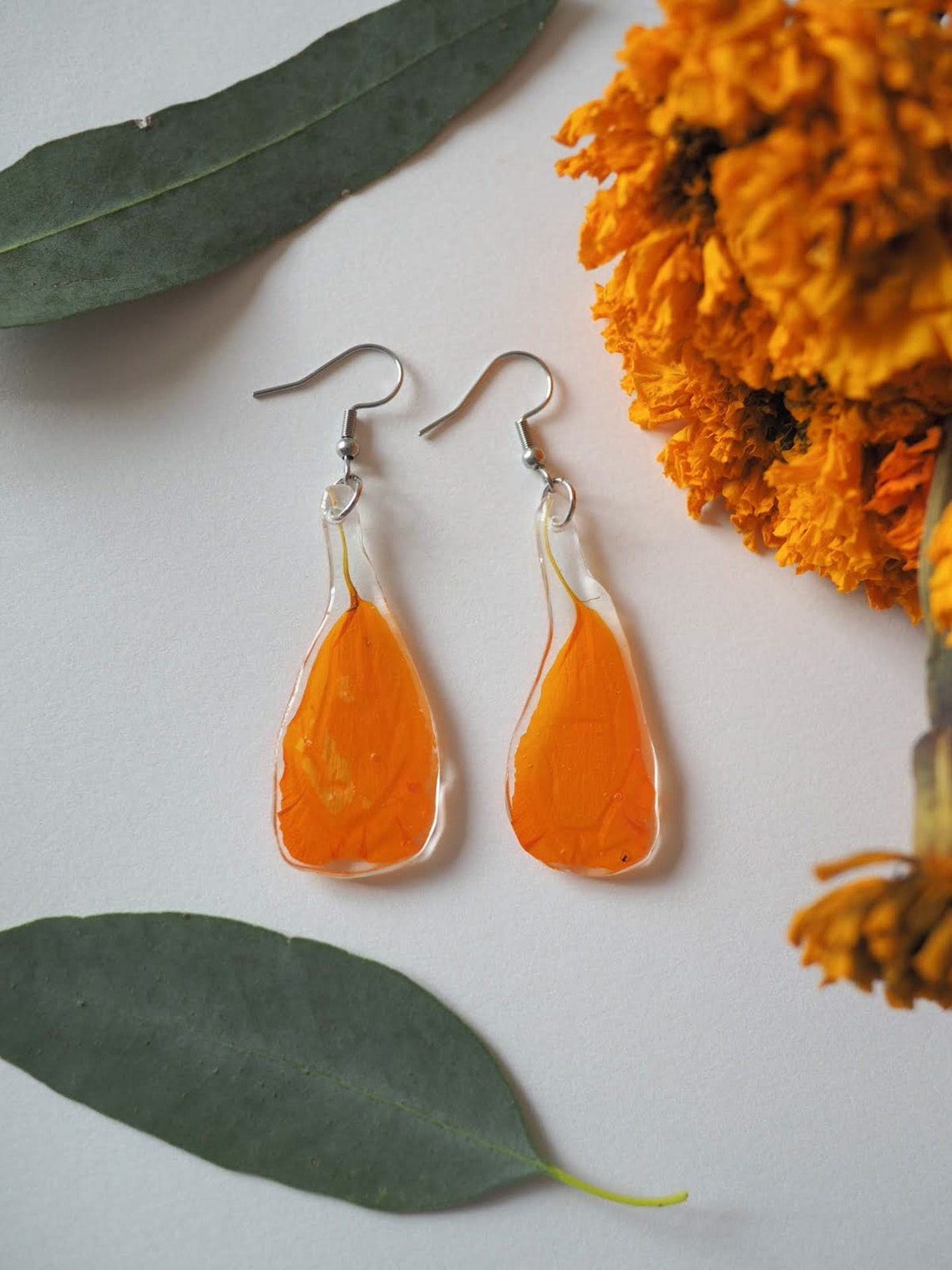 Aztec Marigold Dangle Petal Earrings, Petal Earrings, Gifts for Her ...