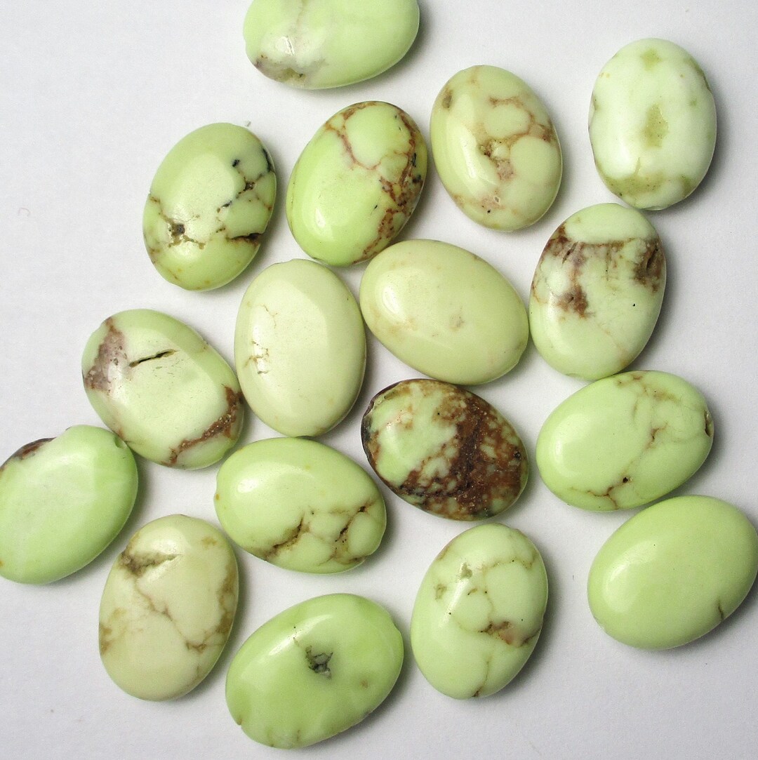 Lemon Chrysoprase With Brown Mocha Matrix, 20 Pcs, Loose, Flat Oval ...