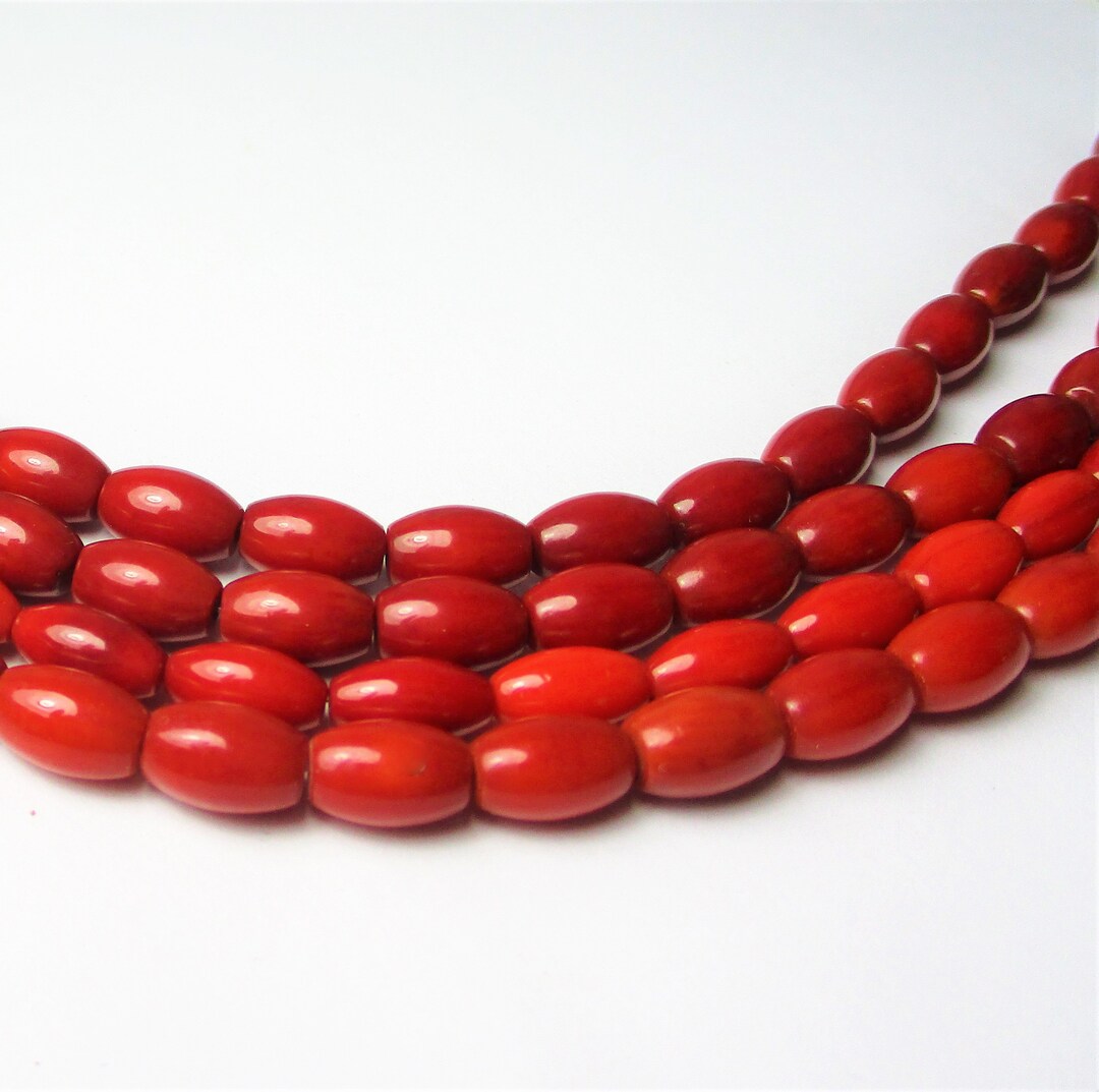 Red Bamboo Coral 21 Pieces/strand 8 Strand Barrel - Etsy