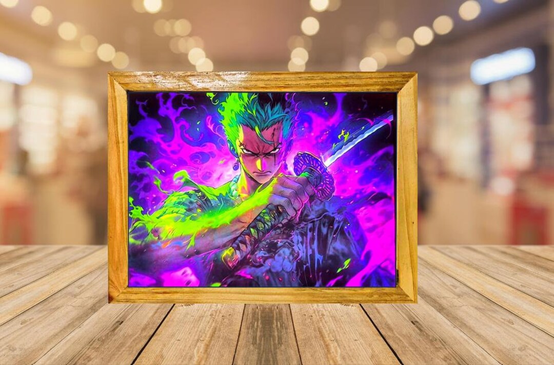 Handmade Anime Swordsman LED Photo, Art Frame Light, LED Photo, Light ...