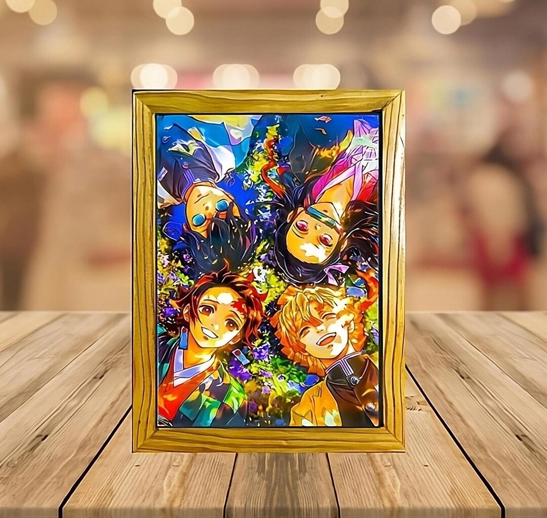 Handmade Anime Demon Slayer LED Photo, Art Frame Light, LED Photo ...