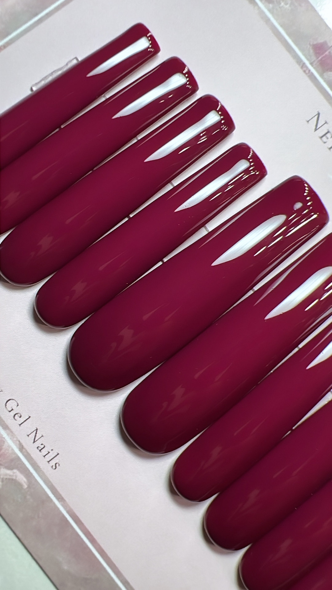 Xxl Extra Long Dark Red Solid Colour Luxury Press on Nails XS S M L XL ...