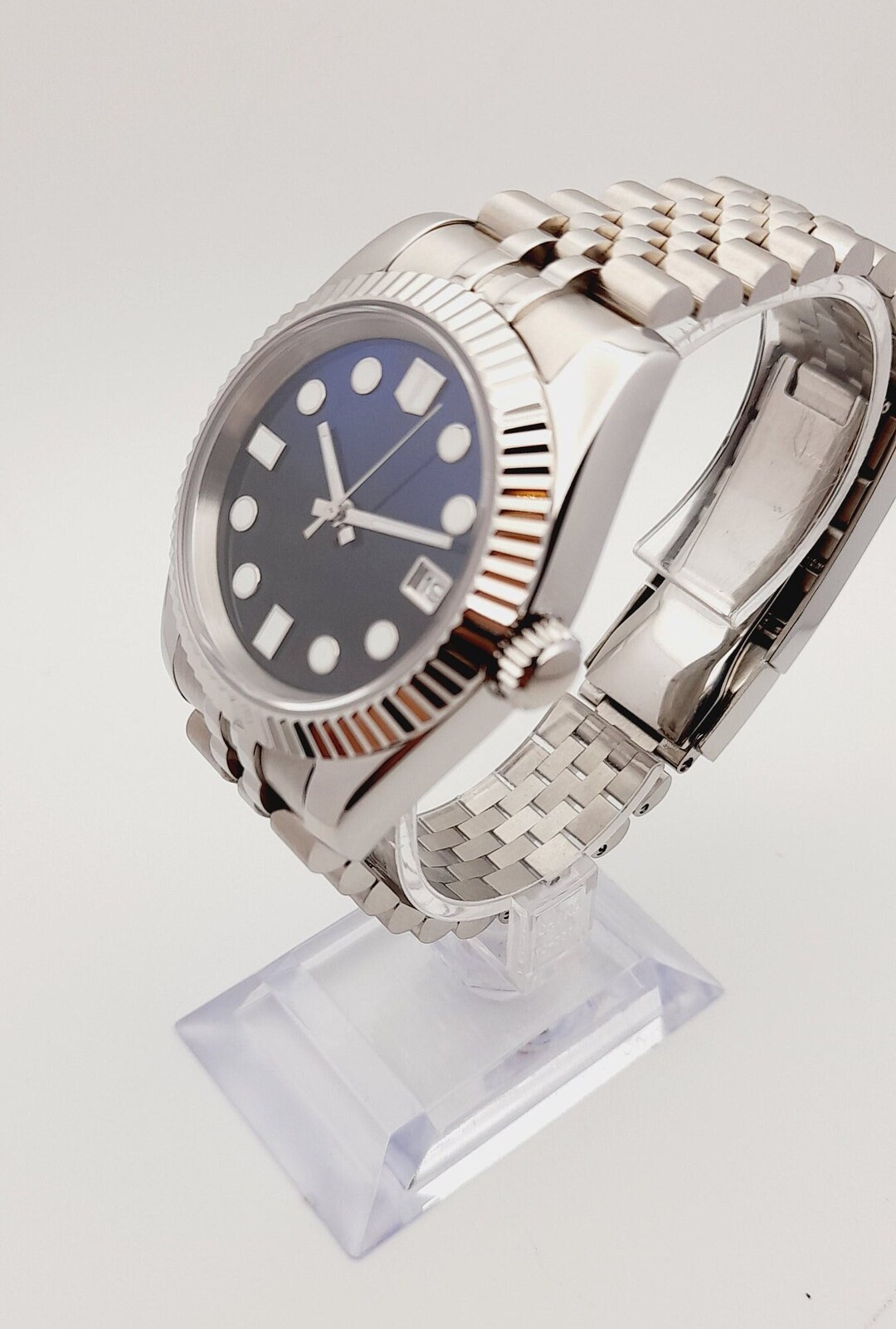 Men's Watch Dress Watch Homage Watch Silver Watch Polished Case Blue ...