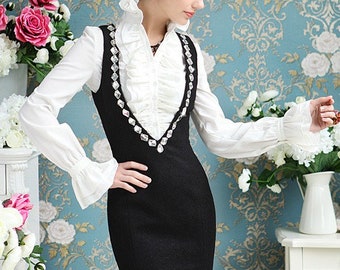 Vintage 1970s 1980s Black Ruffle Bohemian Victorian Inspired - Etsy