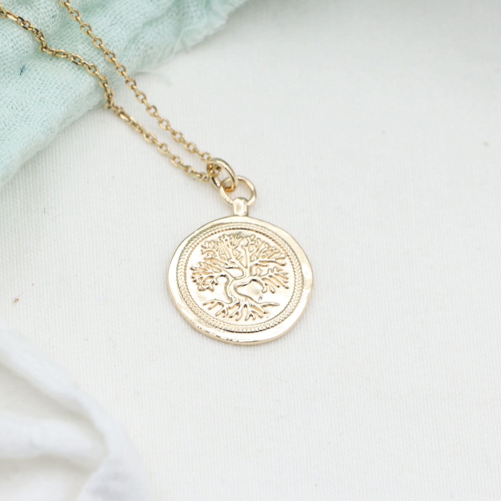 18k Gold Plated Tree of Life Medal – Birth, Baptism or Communion ...