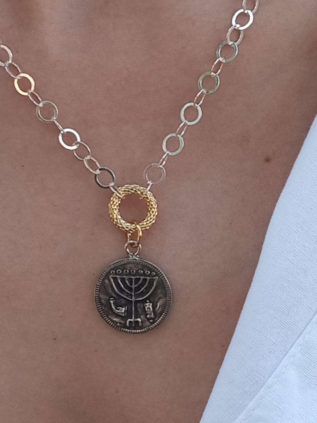 Hand Made Menorah Coin Sterling Silver Pendant - Etsy