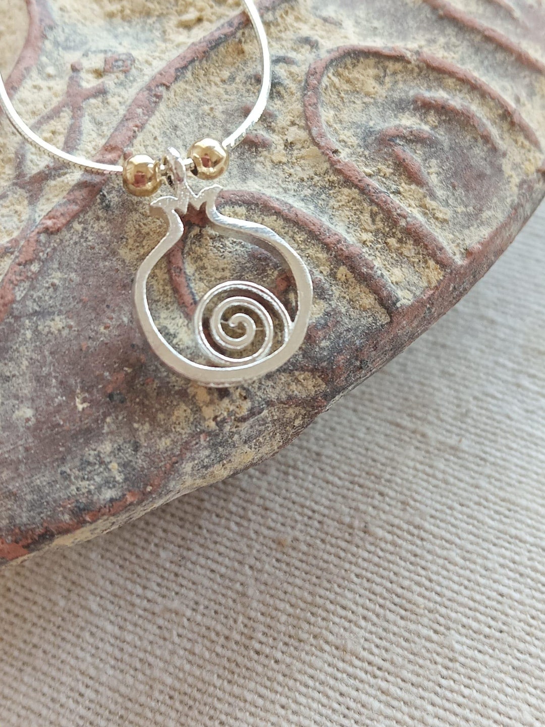 925 Sterling Silver Pomegranate Pendant With Gold Filled - Etsy