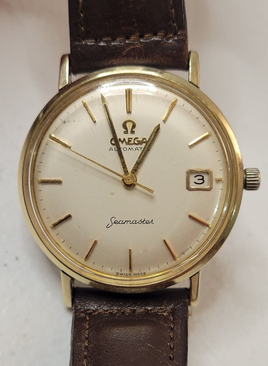 Omega Seamaster 14k Cap 34mm Model 14773 SC Automatic Men's Watch ...
