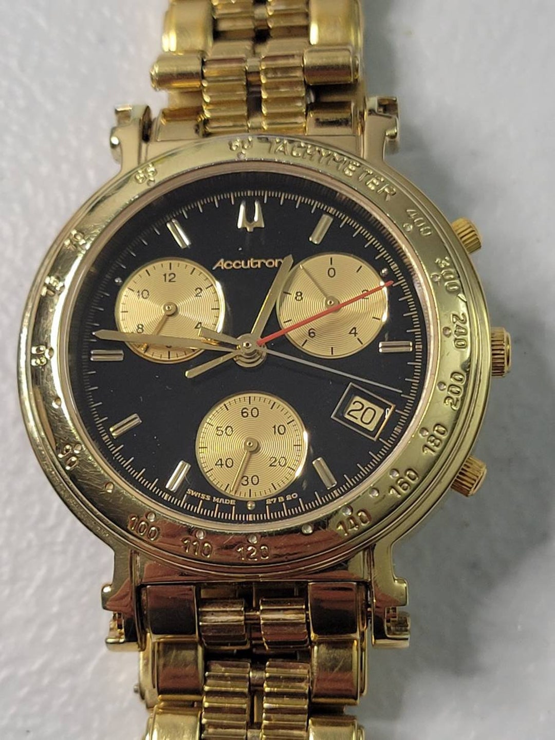 Rare Accutron T3 Chronograph 27B20 Swiss 27 Jewels Quartz Men's Watch ...