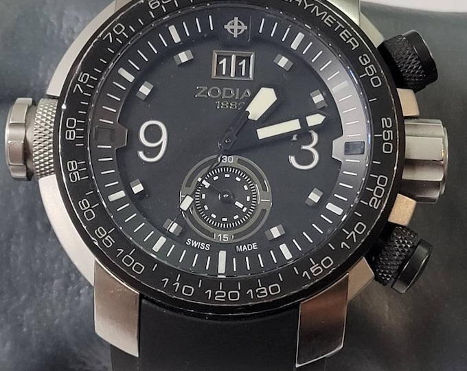 Rare Zodiac ZMX.03 ZO8524 Black PVD Steel 50 Mm Chronograph Quartz Men ...
