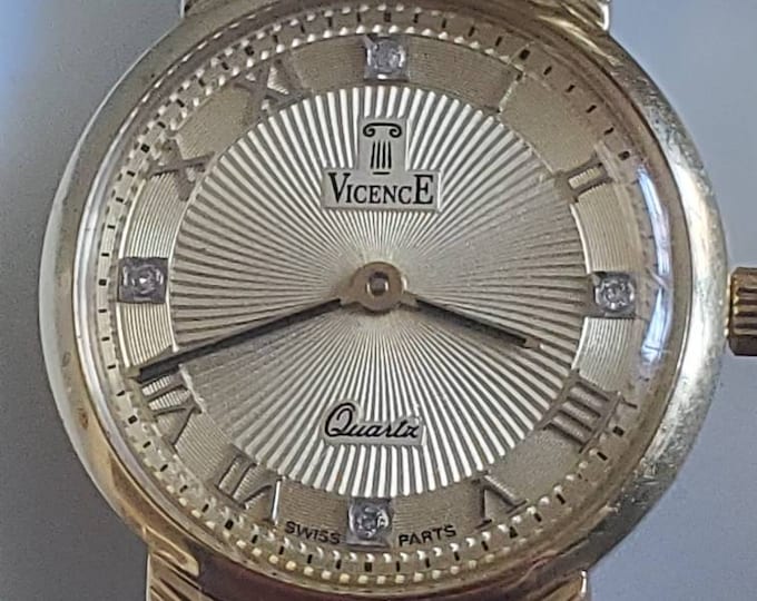 Vicence 14K 585 Solid Gold Watch W/ Diamonds Inside Dial Ladies Watch ...