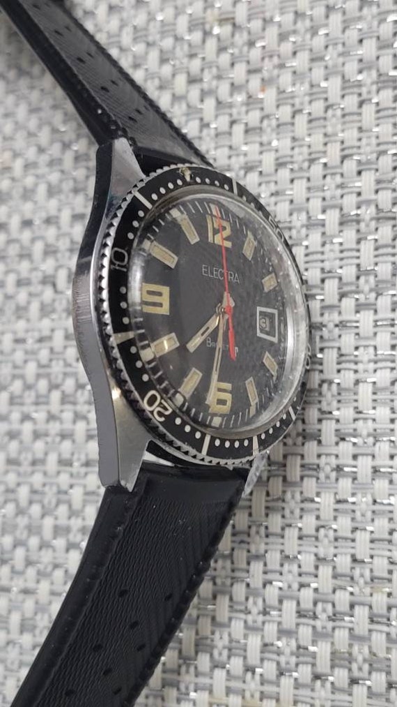 Rare Vintage Electra Brevet Lip 13 Jewels Diver Quar… - Gem