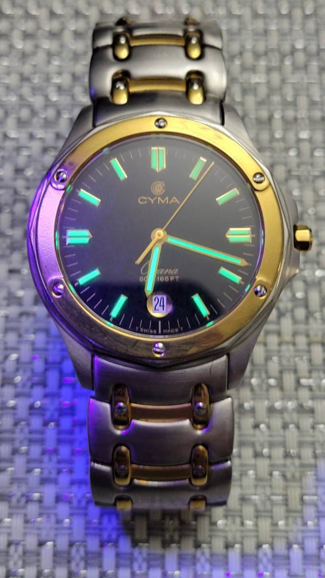 Rare Cyma Oceana 18K GP Black Luminous Dial Swiss Quartz Men's Watch With Box - Etsy