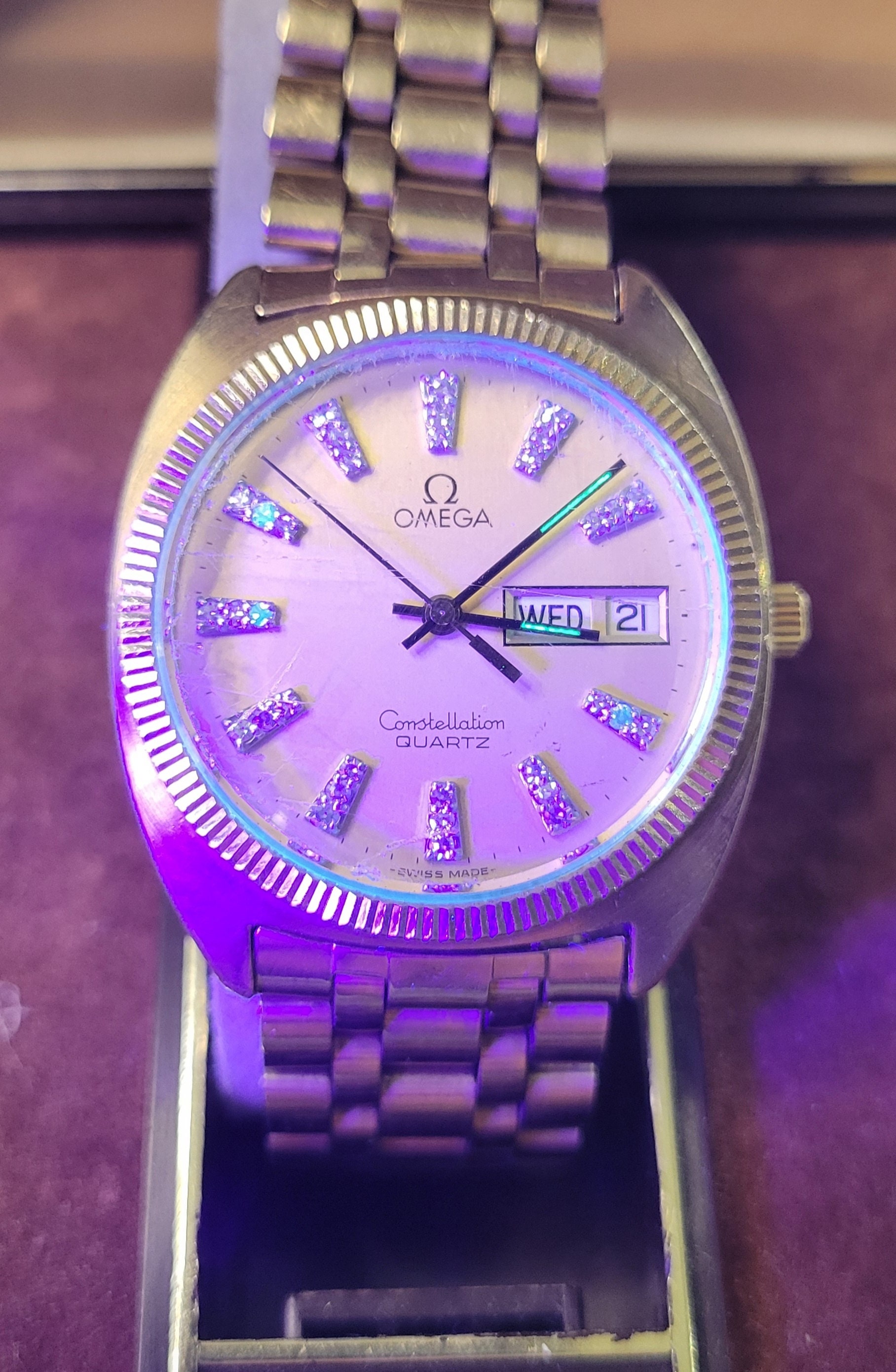 Rare Omega Constellation 10KGF 33 Diamonds 1345 Movement Quartz Men's ...