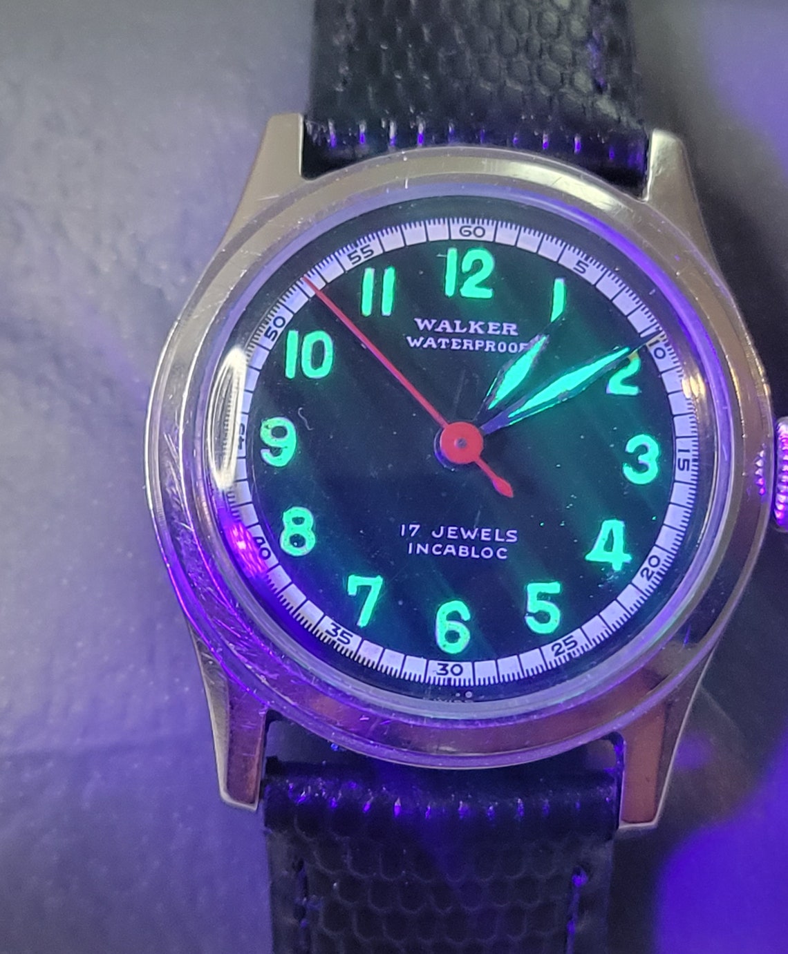 1950's Walker 28mm Military 17 Jewels Swiss Manual Men's Watch Working ...
