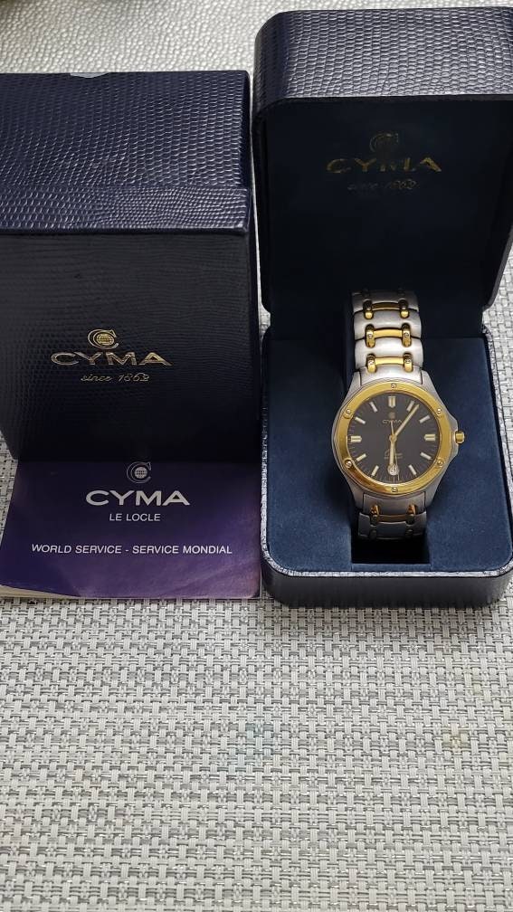 Rare Cyma Oceana 18K GP Black Luminous Dial Swiss Quartz Men's Watch With Box - Etsy