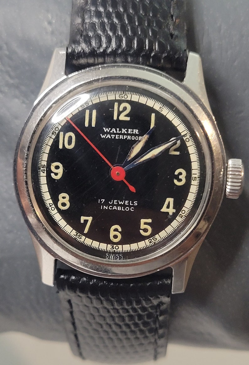 1950's Walker 28mm Military 17 Jewels Swiss Manual Men's Watch Working ...
