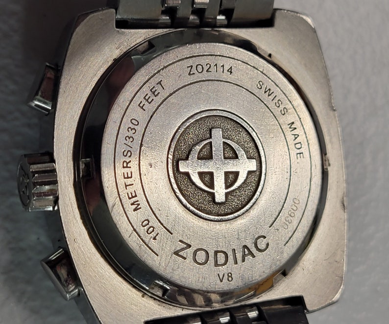 RARE Zodiac 1882 V8 Shelby 44mm Chronograph 13 Jewels Swiss Quartz Men ...