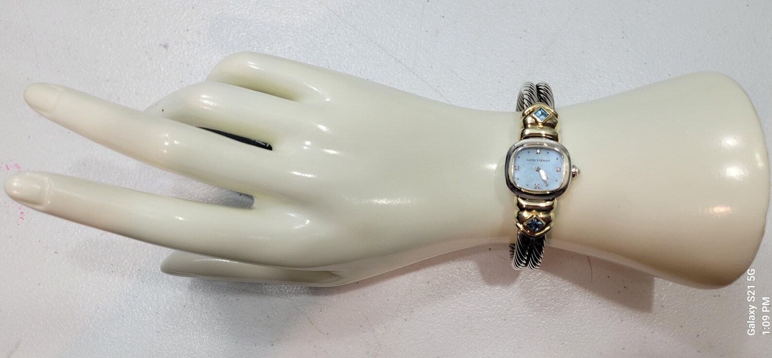 David Yurman Tourmaline 21mm 14k/925 Baby Blue Diamond Dial Quartz ...