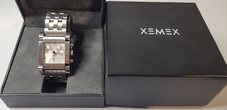 Xemex Avenue Chronograph 9 Jewels Swiss Quartz Men' Watch Box & Links ...
