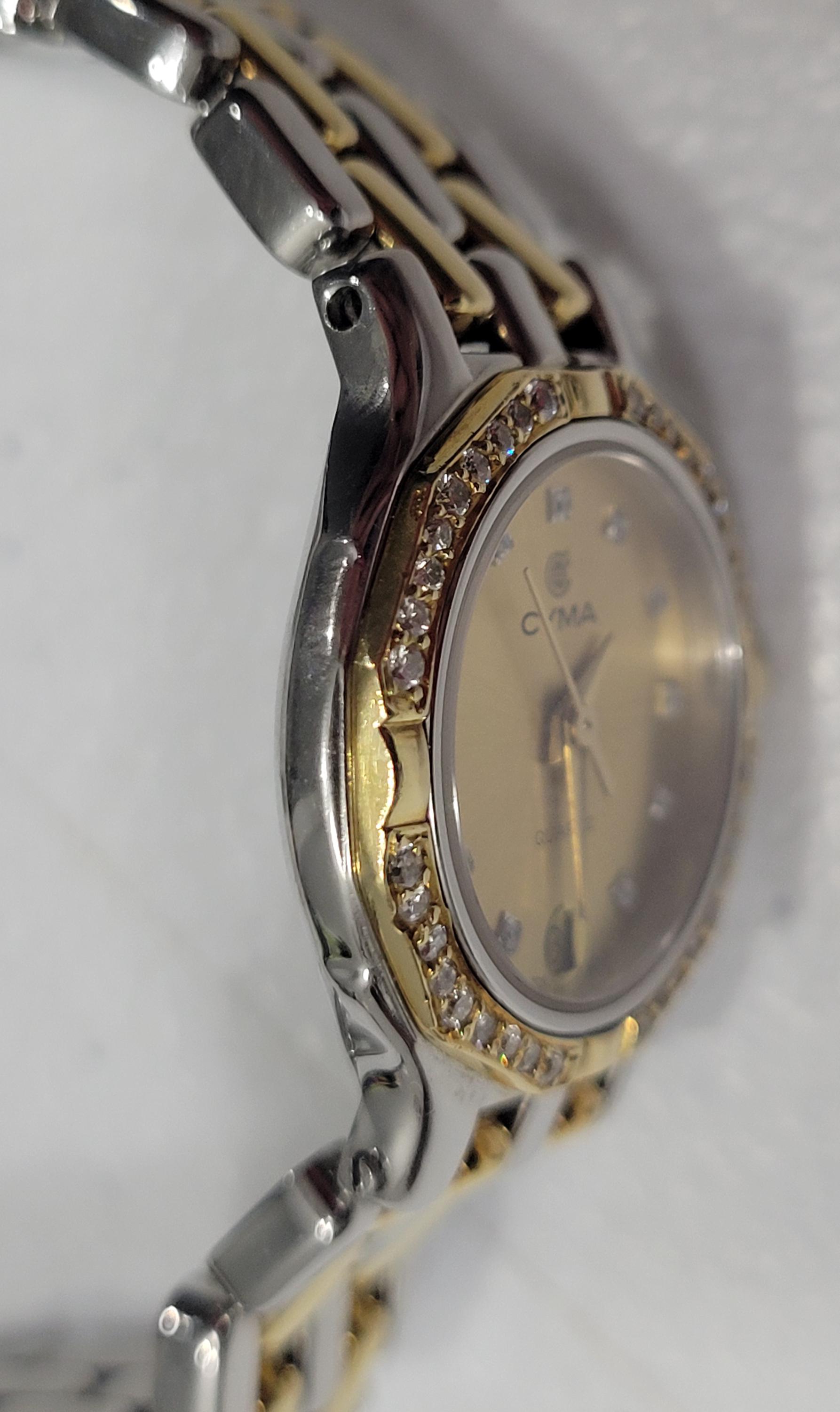 Cyma 23mm 18K Diamond Bezel and Links Tops Swiss 7 Jewels Quartz Ladies ...