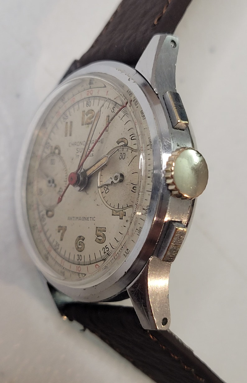 Vintage 1950's Chronographe Suisse Buttes Landeron 51 Manual Men Watch ...