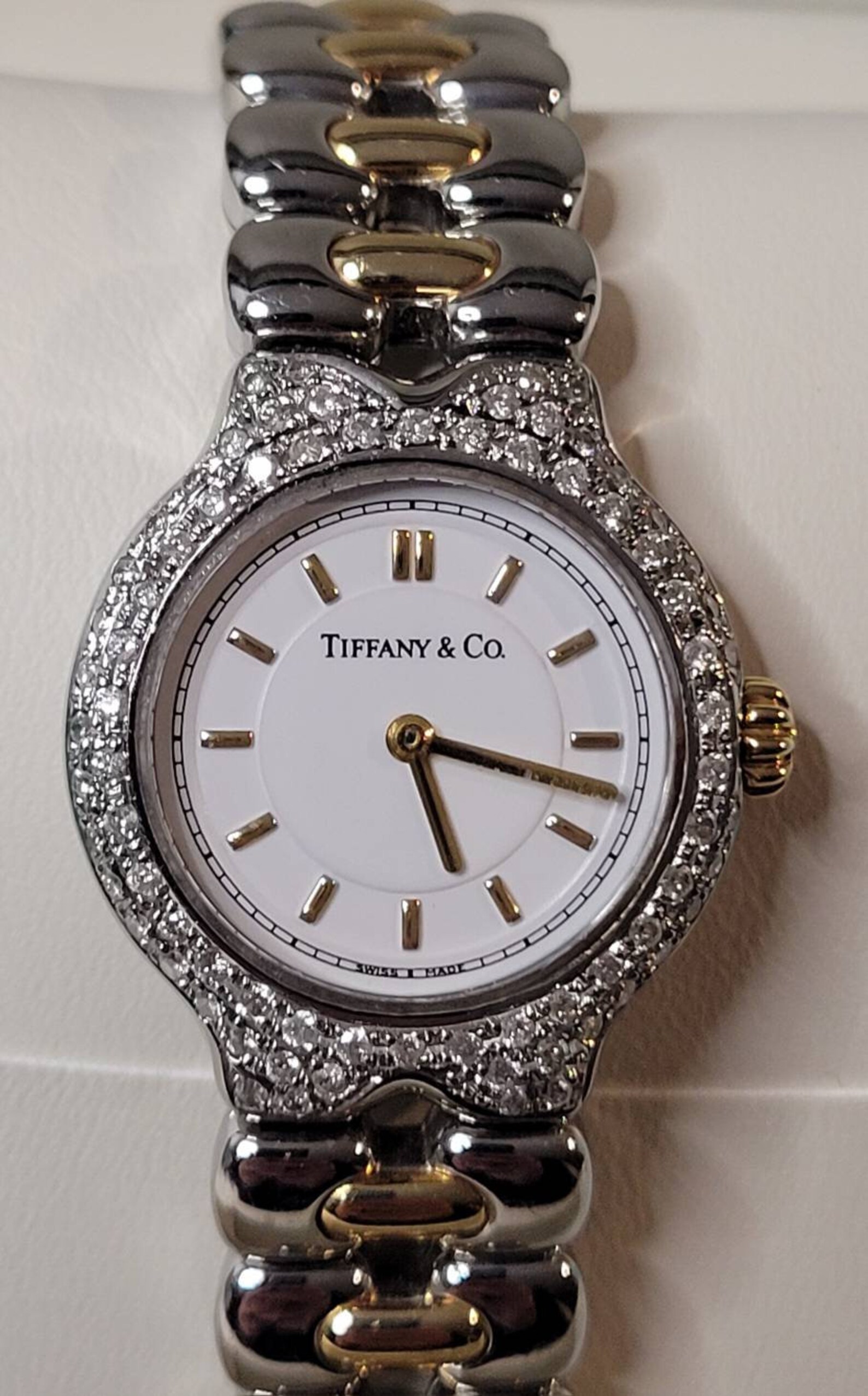 Tiffany&co Tesoro Real Diamonds on Bezel 18k on Band 24mm 9 Jewels ...
