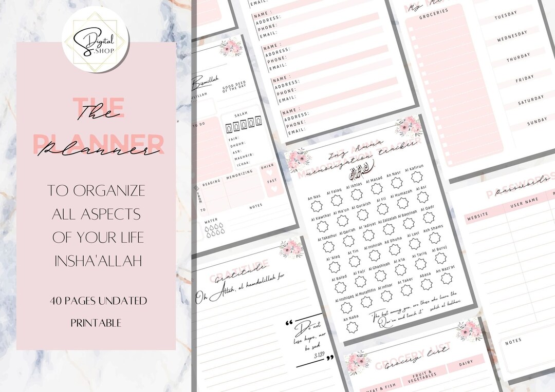 Muslim Daily Planner, Printable Planner, Salah Tracker, Quran Tracker ...