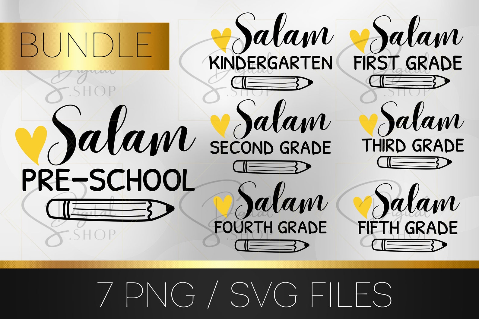 Salam Grades Bundle, Back to School, Muslim SVG, Muslim PNG, Islamic ...