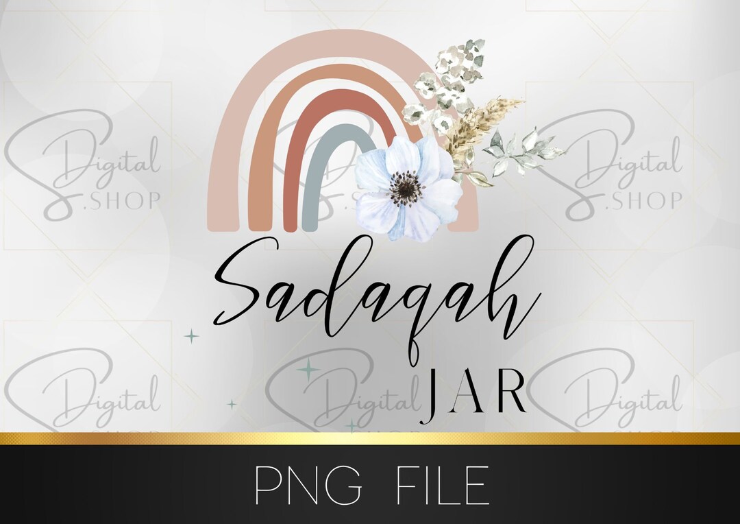 Boho Sadaqah Jar, Aesthetic Rainbow Png File, Muslim PNG, Islamic PNG ...
