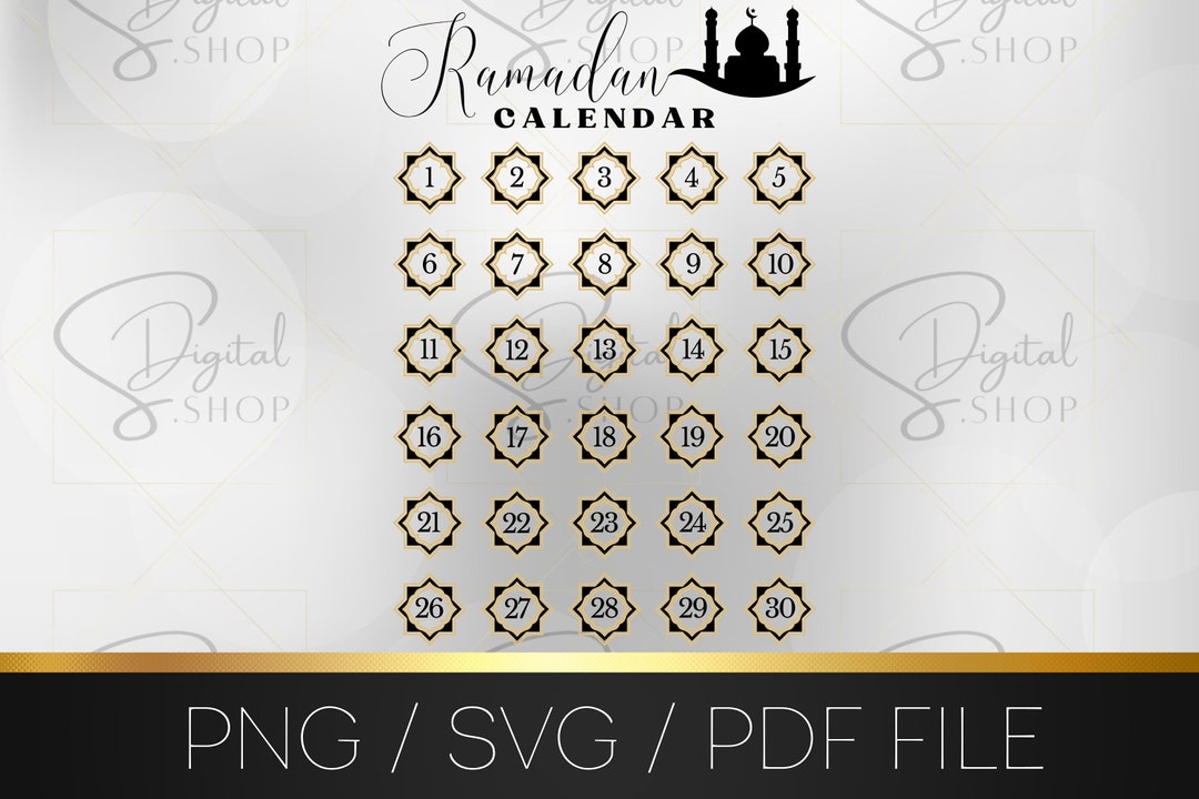 Ramadan Calendar Countdown, Ramadan Gift, Eid Gift, Muslim SVG PNG ...